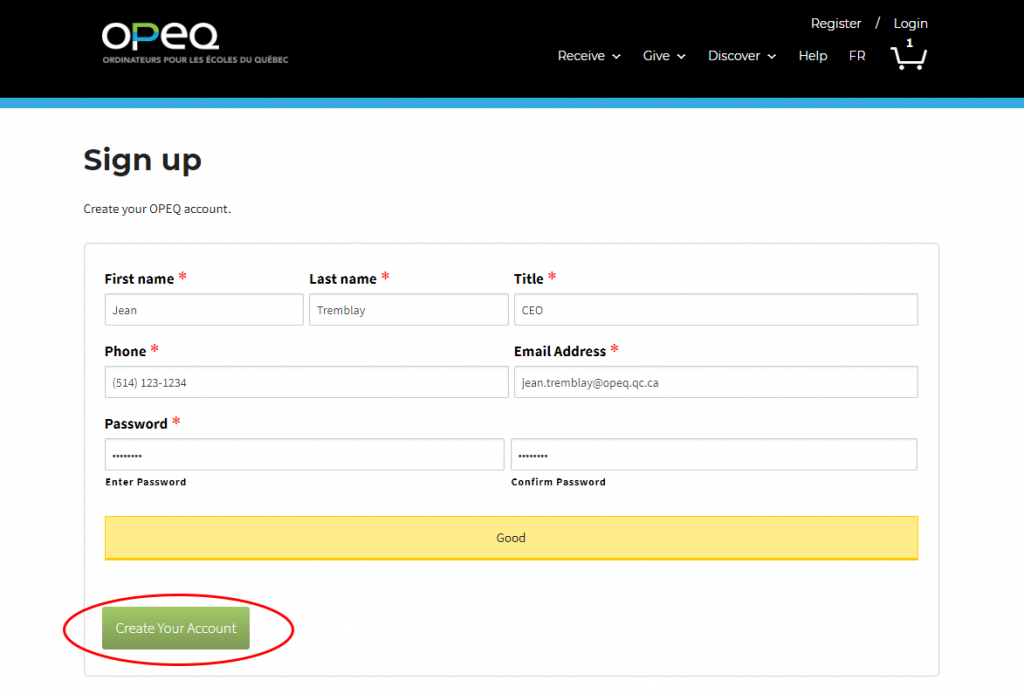 How to create a client account at OPEQ
